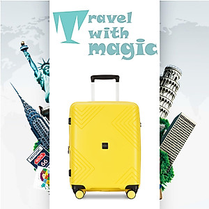 GinzaTravel Rune series expandable 3 Luggage Sets,Lightweight Hardside Suitcase With Spinner Wheels TSA Lock,PP material business fashion suitcase