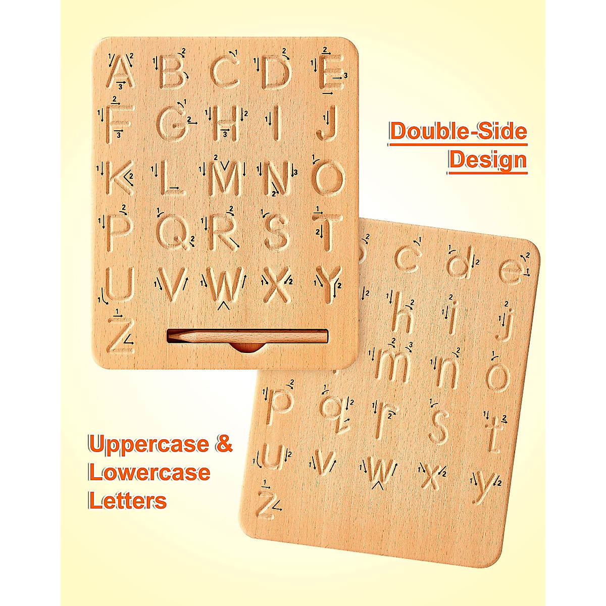 RUIZHUO Wooden Alphabet Tracing Board, Double-Sided Wood Letters Tracing Tool Learning to Write ABC Educational Montessori Toys Game Gift