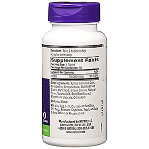 Biotin 10,000mcg Fast Dissolve, 60 Count (Pack of 4)