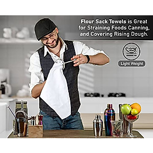 RUVANTI Flour Sack Towels 12 Pack 28"x28", Ring Spun 100% Cotton Flour Sack Dish Towels, Machine Washable, Absorbent Tea Towels - Flour Sack Kitchen Towels for Drying & Cleaning - White