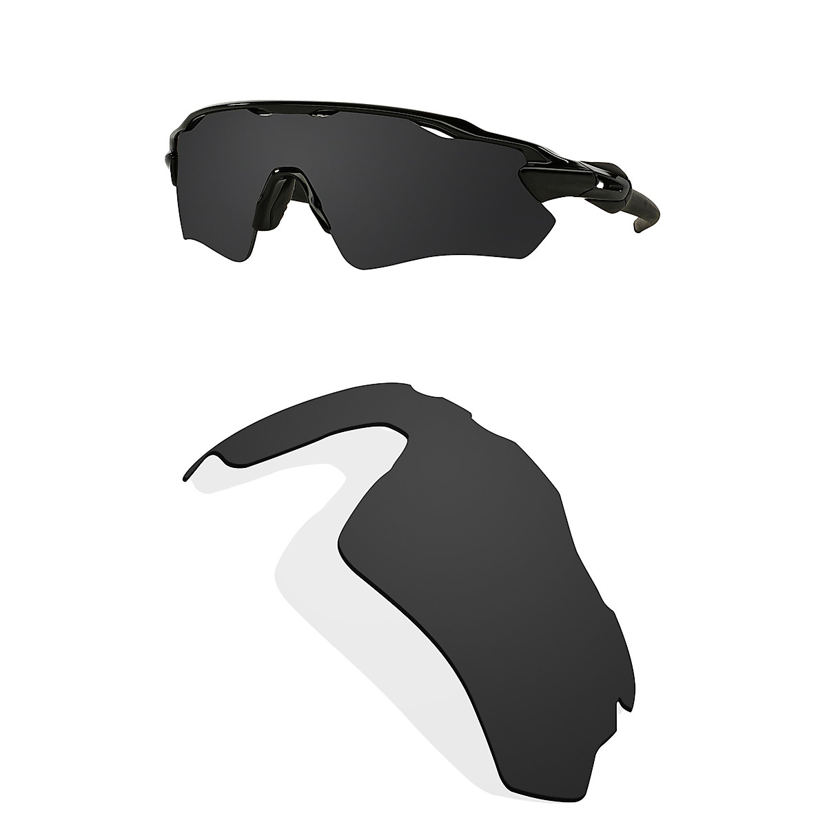 Littlebird4 1.5mm Polarized Replacement Lenses for Oakley Radar EV Path Sunglasses - Multiple Options (Dark Black)