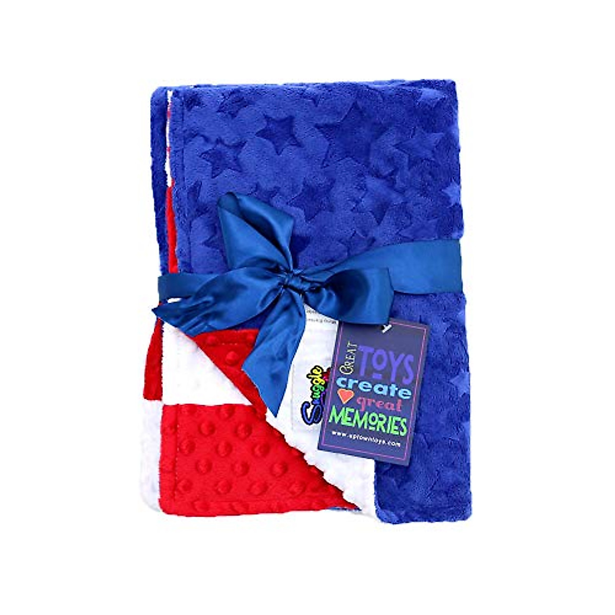 Snuggle Stuffs Minky Dot Plush USA Flag 24" x 36" Baby Blanket