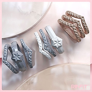 Rinfit Silicone Rings for Women - Silicone Wedding Bands Women - Womens Wedding Ring - Stackable Silicone Rings Women Couture - Patented Design - Silver, Size 8