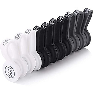 SUNFICON 10 Pack Earbuds Cords Organizers Magnetic Cable Clips Organizers Bookmark Clips Whiteboard Noticeboard Fridge Magnets USB Cable Manager Keeper for Home Kitchen Office School,Gray White Black