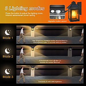 Solar Lanterns Outdoor Waterproof with 3 Modes, Solar Porch Lights Dusk to Dawn Outdoor Lighting, Motion Sensor Outdoor Wall Lights, Exterior Lighting Fixtures for Yard, Fence, Patio, Barn, Garage