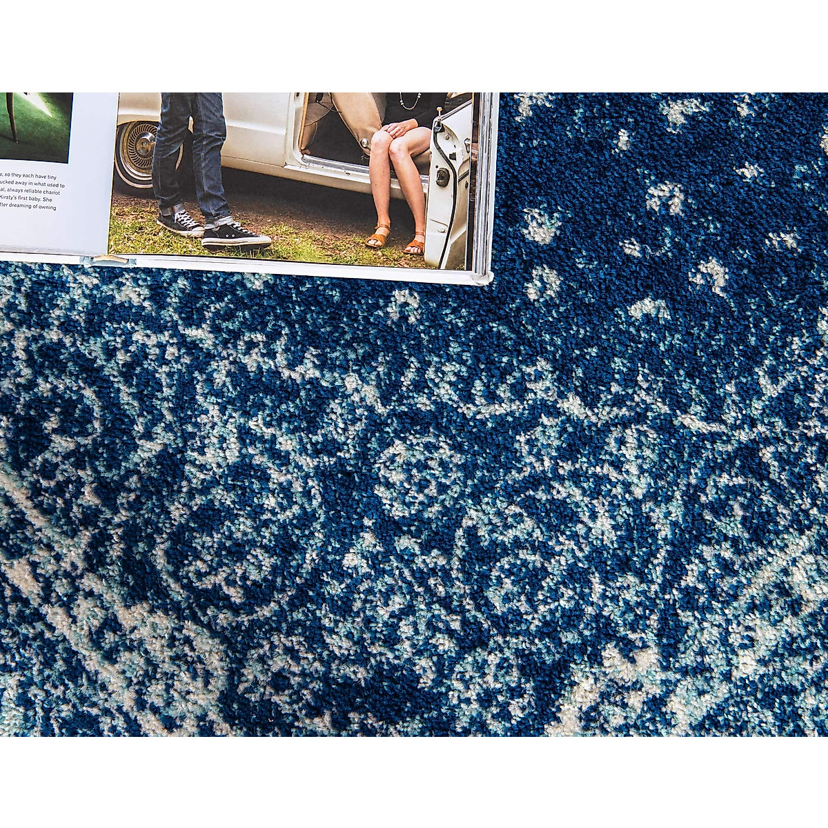 Unique Loom Bromley Collection Area Rug - Midnight (7' 10" Round, Navy Blue/ Ivory)