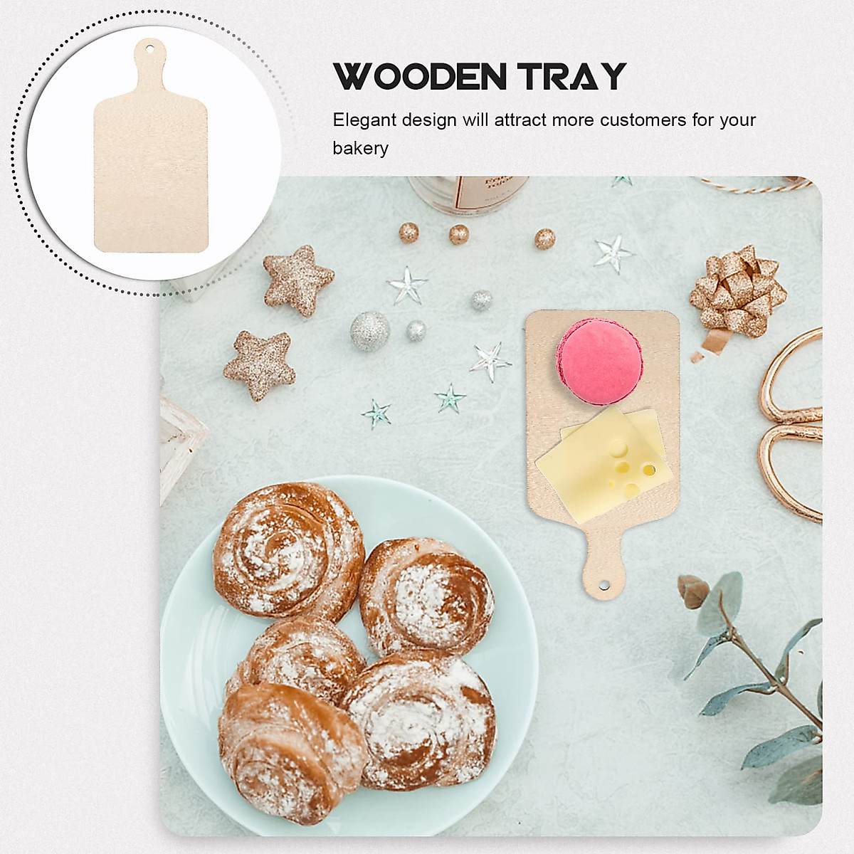 Operitacx 12 Pcs Mini Wooden Cutting Boards Craft with Handle Wooden Chopping Board Small Serving Board Rustic Paddle Kitchen Board for Home Kitchen Decor Cutting Board (4.7x2.3 inch)