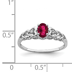 IceCarats 925 Sterling Silver Created Red Ruby Diamond Ring July Birthstone Jewelry Size 5