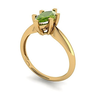 Clara Pucci 1.0 ct Marquise Cut Solitaire Natural Peridot Engagement Wedding Bridal Promise Anniversary Ring 18K Yellow Gold Size 4.5