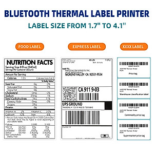 Bluetooth Thermal Shipping Label Printer - High Speed 4x6, Bluetooth Support PC and Mobile, USB for MAC, Bluetooth for PC and Phone, Compatible with Ebay, Amazon, Shopify, Etsy, USPS Barcode