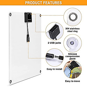 WOSILICON Solar Panel Kit Portable 20W 12V Monocrystalline, with 10A Solar Charge Controller and Extension Cable with Battery Clips for Home Outdoor Lights RV Camping Blink Outdoor Camera Generators