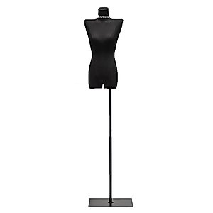 Female Dress Form Mannequin Torso, Adjustable Height 47-78 inch, Manikin Body Model with Rectangle Metal Base, Detachable Arms & Head, for Clothing Dress Jewelry Display Sewing