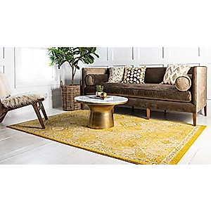Unique Loom Penrose Collection Area Rug - Blake (8' x 10' Rectangle, Yellow/ Beige)