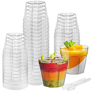 Foraineam 100 Pack 5 oz Mini Dessert Cups with Spoons, Clear Plastic Parfait Appetizer Cup, Disposable Reusable Serving Bowl for Party Desserts, Appetizers, Puddings, Mousse, Fruit Parfait