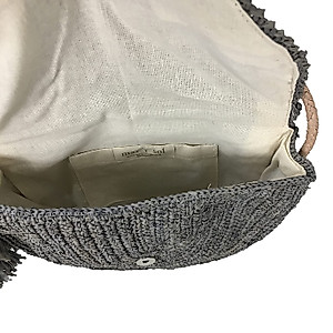 MAR Y SOL Lila Women's Crocheted Raffia Straw Flap Crossbody Bag O/S (Dove Grey)