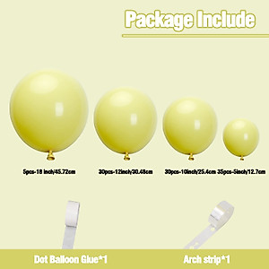 Macaron Yellow Balloons Pastel Yellow Balloons Light Yellow Matte Latex Helium Party Balloon 100pcs 18/12/10/5 Inch Birthday Wedding Engagement Baby Shower Decoration