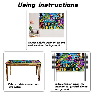 5x3FT Gorilla Game Happy Birthday Banner, Gorilla Game Birthday Decorations for Children Happy Birthday Banner Gorilla Game Party Supplies Photography Background Decorations