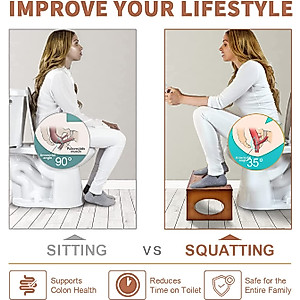 BQYPOWER Toilet Stool, Bamboo 8 Inch Toilet Potty Stool, Foldable Bathroom Poop Stool with Non-Slip Mat for Adults Children…