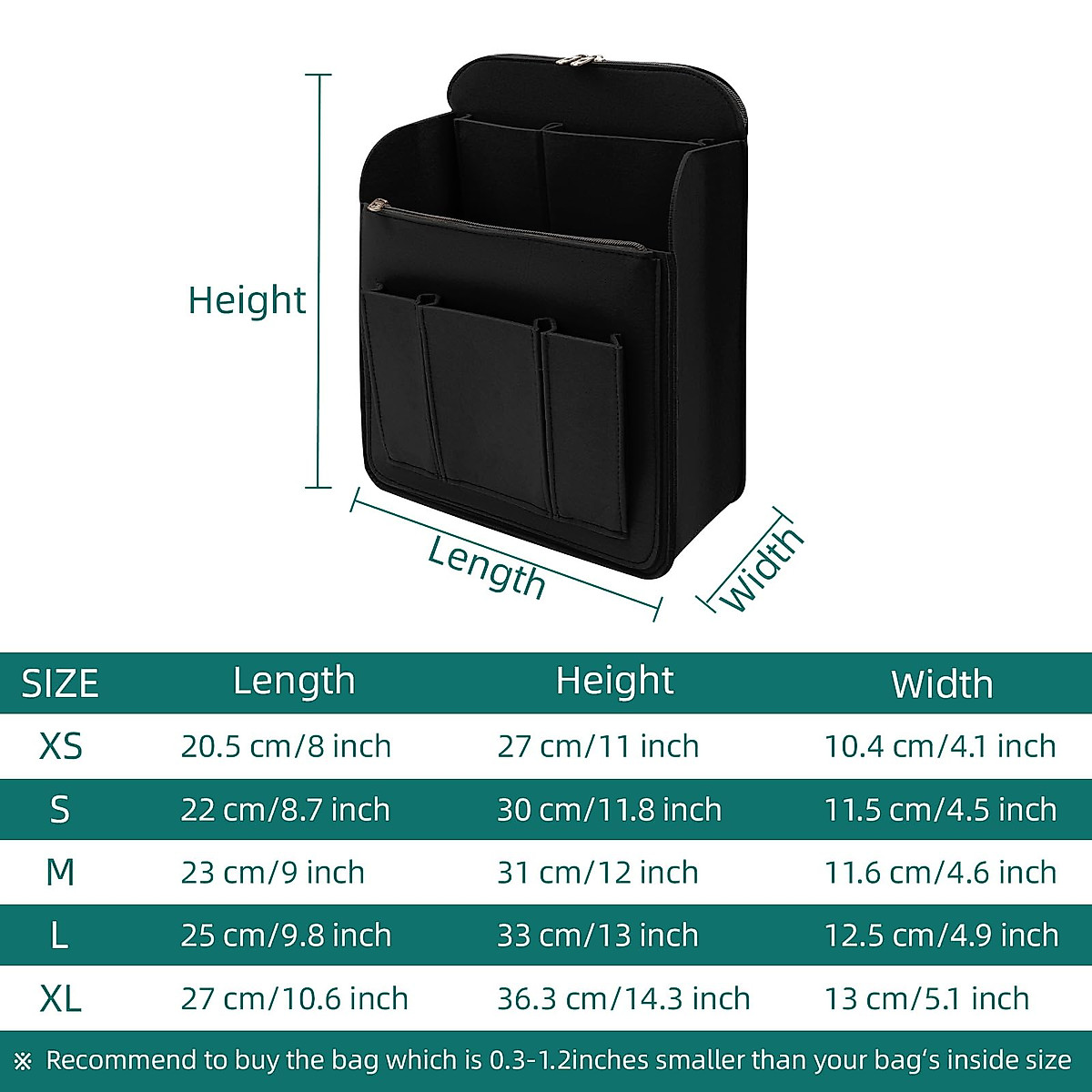 APSOONSELL Felt Backpack Organizer Insert Lightweight Backpack Shaper Foldable Tote Organizer for Handbag Tote Rucksack Shoulder Bag, Black, Xl