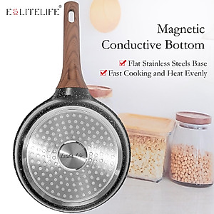 ESLITE LIFE 1.5 QT & 2.5 QT Sauce Pan Set with Lids, Nonstick Small Soup Pot Compatible with All Stovetops (Gas, Electric & Induction), PFOA Free, Black