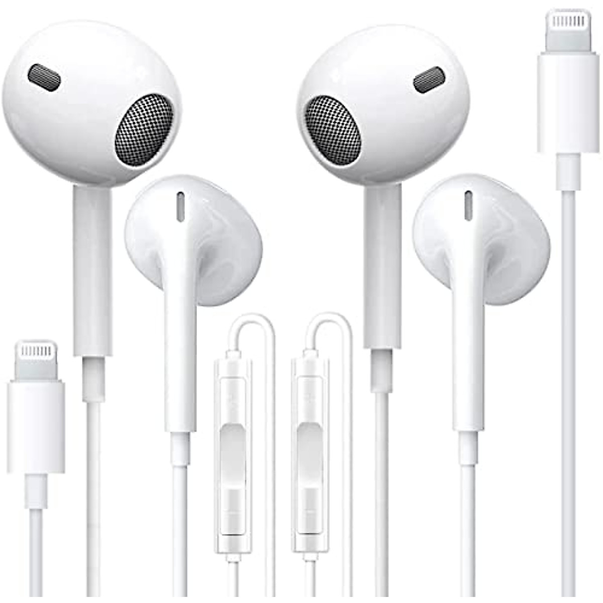 2 Pack - Apple Earbuds for iPhone Headphones [Apple MFi Certified] Wired Lightning Earphones with Built-in Mic & Volume Control Compatible with iPhone 14 Pro/14/13/12/11/XR/XS/X/8/7/SE-All iOS