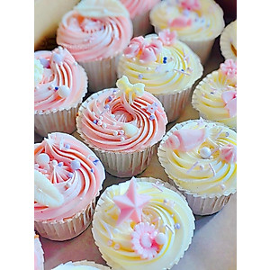 SE Si&Moos Pink Sprinkles Pink Sea Shell Sprinkles Edible Seashells Cake Decorations Edible Beach Cake Decoration Edible Sea Shell Cake Sprinkles Pink Edible Pearls for Decorating Cakes,Cupcakes,Desserts Toppings 3 OZ