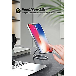 VAWcornic Phone Ring Holder Finger Kickstand, 540° Dual Direction Rotating Phone Grip for iPhone, Samsung, Huawei Smartphone, Tablet, Kindle, Switch Lite Compatible with Magnetic Car Mount (Silver)