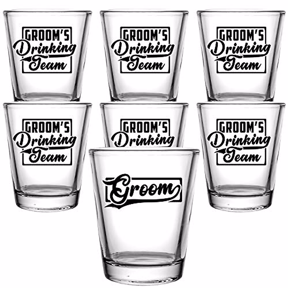 Veracco Groom and Groom's Drinking Team Bachelor Party Wedding Favors Gift For Groom Groomsmans Proposal Shot Glasses (Clear, 7)