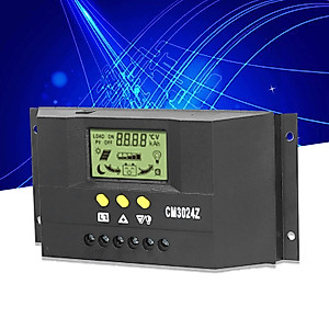 PWM Solar Charge Controller CM3024Z, CM3024Z Solar Charge Controller with LCD Display, Light Control + Delay Control Solar Controller, Compatible with 12V 24V(#3)