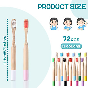 Purpeak 24 Pcs Kids Bamboo Toothbrushes Soft Bristle Toddler Toothbrush BPA Free Wooden Travel Toothbrushes for Kids Children Home Travel School, 5.7 Inches, Individually Wrapped