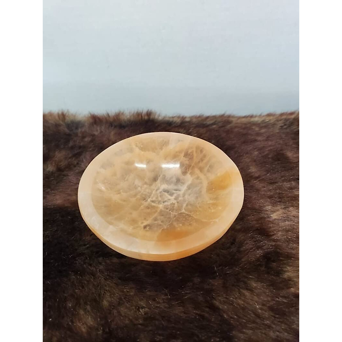 CrystalsAhoy 4" Peach Selenite Charging Bowl with Base, Selenite sourced ethically from Morocco