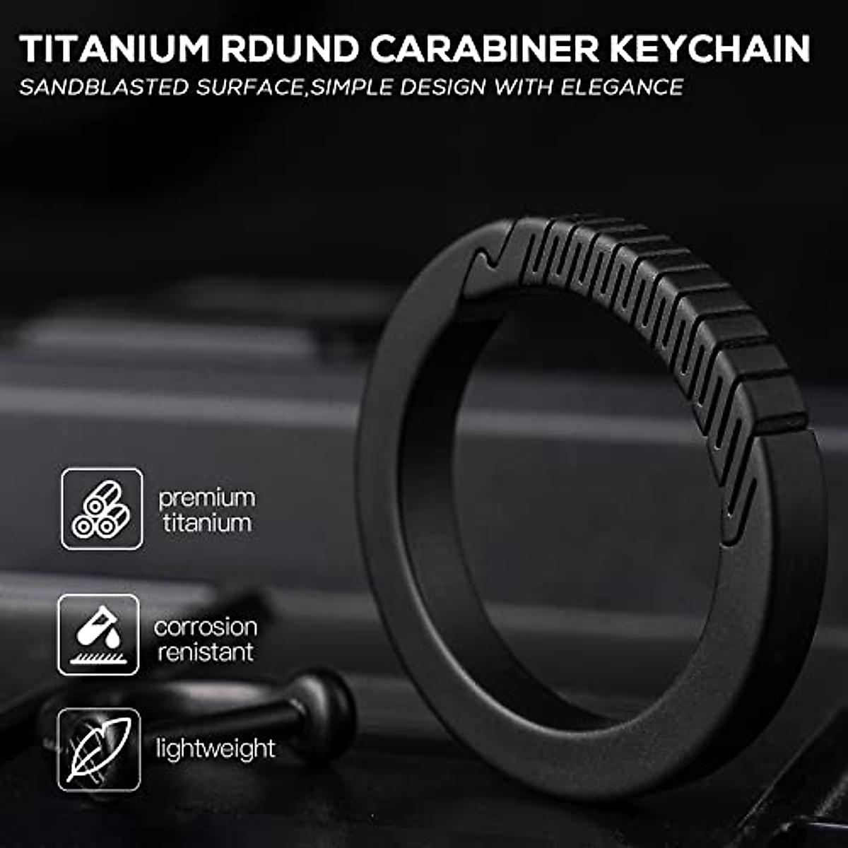 TISUR Titanium Carabiner Keychain Clip,D Key Rings for Keychains,Quick Release Keychain ,Key Chain Clip for Men Women (Black)