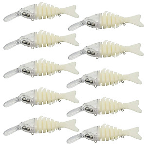 5PCS Whopper Popper Bass Lure 7 Multi Jointed Fishing Lure 15g 12cm with 6mm Free Eye Topwater Floating Rotating Tail Artificial Hard Bait 6mm