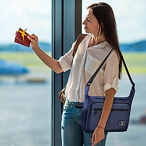 OIWAS Messenger Bag for Ladies Medium Size - RFID Blocking Pocket Anti Theft Crossbody Bag Lightweight Travel Daypack Purse fits 9.7 Inch Satchel Multi Compartments Handbag