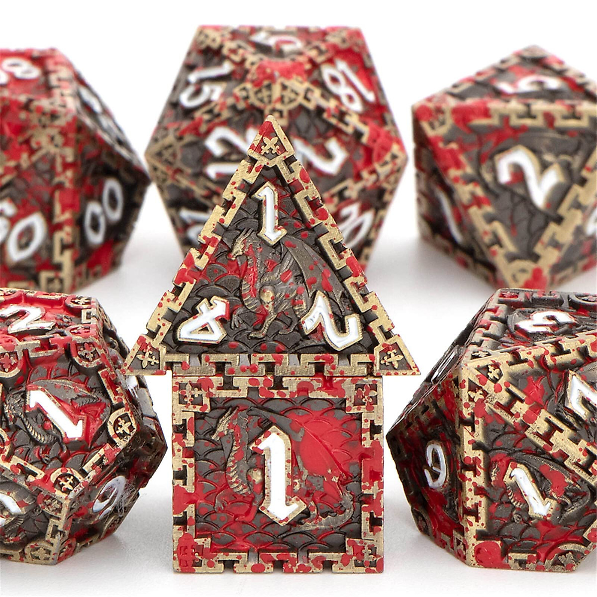 Metal DND Dice Set, RUNFNG D&D Dice Set with Box, Metal Polyhedral Dice Set for Dungeons and Dragons RPG Role Playing Games - D20 D12 D10 D8 D6 D4 D&D Dice Set