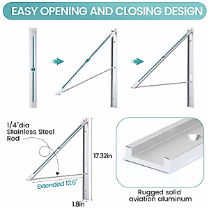 DarMeyFull Drying Rack Wall Mounted Clothes Drying Rack Folding Indoor Organization Storage Laundry Aluminum Retractable Clothing Hanging Rack for Space Saving(Silver,2pcs)