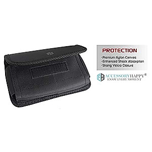 AH Military Grade Canvas Horizontal Men Cell Phone Belt Holder for iPhone 11 12 X Max iPhone 6s 6 Plus 7 Plus 8 Plus Rugged Clip Nylon Phone Belt Pouch Cell iPhone Holster with Belt Loop Fits Otterbox