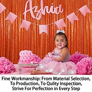 ShinyBeauty Sequin Curtains 2 Panels 4x10ft Orange Sequin Backdrop Curtains Sparkly Curtain Selfie Wall for Parties Wedding Decoration