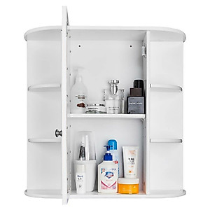 Home Bathroom Wall Mount Cabinet Storage Shelf Over Toilet w/Mirror Door