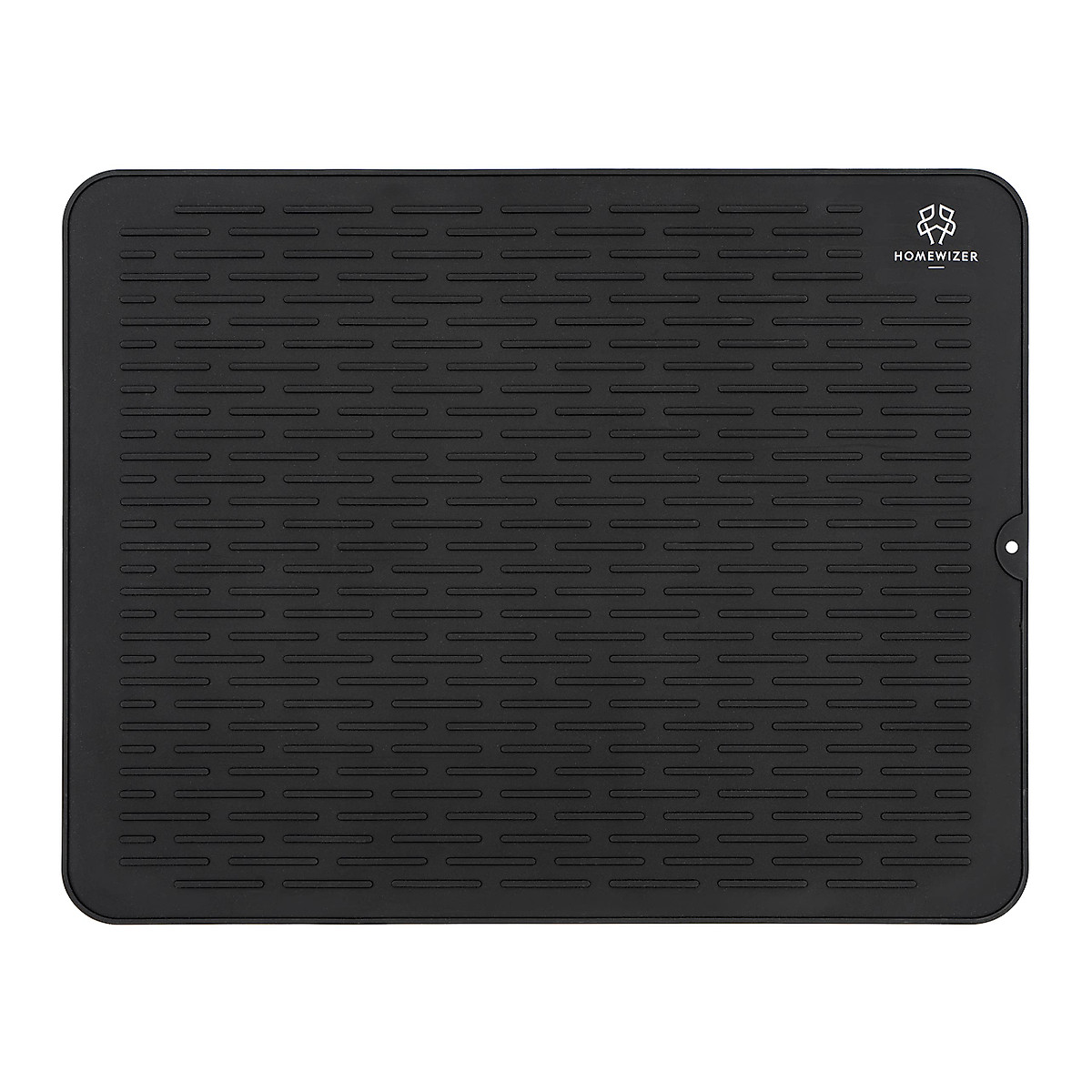 Homewizer Extra Large, 23” x 18” Silicone Dish Drying Mat for Kitchen Counter, Heat Resistant, Non-Slip Design, Quick Dry, Easy Clean, Raised Edge Holds Water, BPA Free, Food Grade Silicone- Black