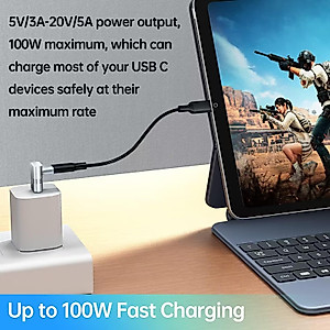 UseBean 90 Degree USB C Right Angle Adapter, (4-Pack) Up&Down PD 100W 20Gbps USB Type-C 3.2 Gen2 Male to Female 4K Video Extended Extender,USB-C Extension for Steam Deck,Switch,MacBook iPad Pro