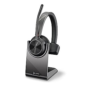 Poly - Voyager 4310 UC Wireless Headset + Charge Stand (Plantronics) - Single-Ear Headset- Connect to PC/Mac via USB-A Bluetooth Adapter, Cell Phone via Bluetooth-Works w/ Teams (Certified), Zoom&More