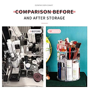 KLGO 360 Spinning Makeup Organizer, Lazy Susan Rack Cosmetic Carousel Storage Shelf, Great for Countertop and Bathroom, Clear