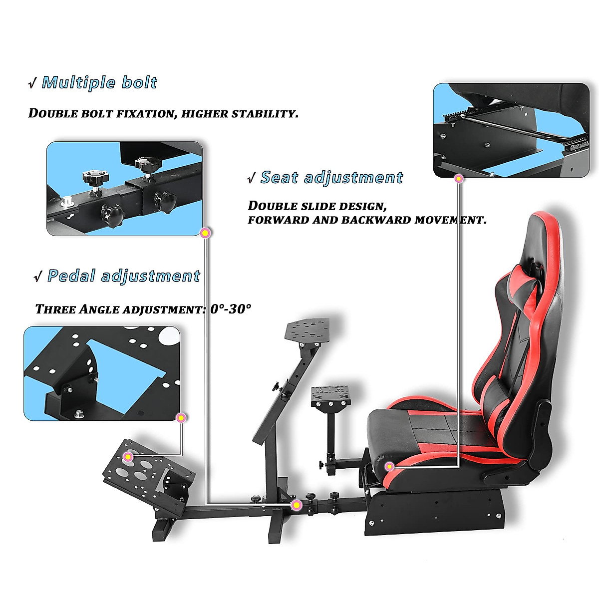 Anman G920 Racing Simulator Cockpit With Gaming Seat Fit for Logitech G25 G27 G920 G29, Thrustmaster Tx 458, T500 RS,PC, PS4 Adjustable Racing Simulator Mount Wheel Shifter Pedals NOT Included