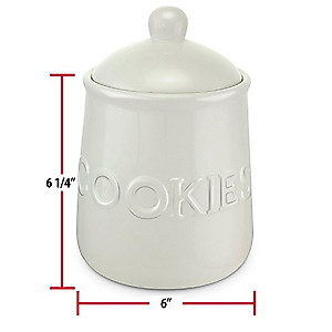Kovot Ceramic Classic Cookie Jar And Air-Sealed Lid | Measures: 6 1/4" L x 6 1/4" W x 8 1/2" H