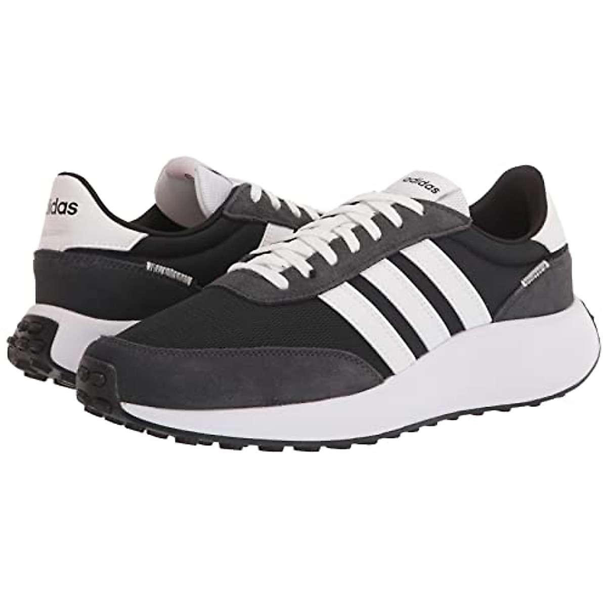 adidas Men's 70s Running Shoe, Black/White/Carbon, 10.5