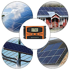 Eaarliyam Mppt Controller,Solar Charge Controller Regulator 12v/24v 60a Mppt Orange Intelligent Discharge with LCD Display Solar80 for Home Industry