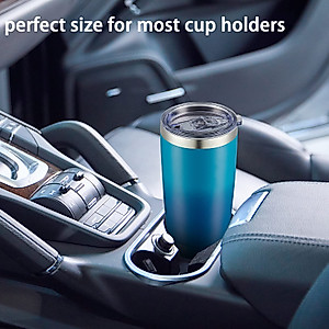 COMOOO 20oz Tumbler with Straw Stainless Steel Insulated Coffee Tumbler Cups Double Wall Vacuum Travel Coffee Mug with Splash Proof Sliding Lid for Hot Cold Drinks (Dark Night, 1 Pack)