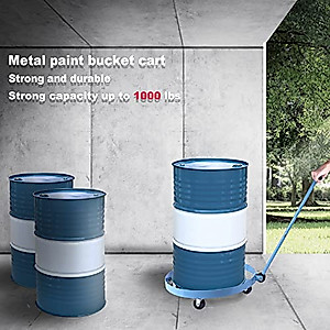 AESRAOU 55 Gallon Drum Dolly 1000 Pound Heavy Duty Bucket Dolly Hand Truck Multi Purpos Barrel Dolly Cart with Adjustable Handle and 4 Swivel Casters Wheel (Blue)