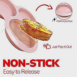 Forinces 2 Pcs Air Fryer Silicone Egg Molds for Egg Bites, Muffin Top, Breakfast Sandwiches, Hamburger Buns, Non-Stick Air Fryer Baking Pan Air Fryer Accessories